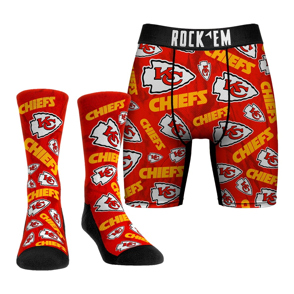 Rock Em Socks Men's Kansas City Chiefs Logo Combo Pack with Underwear ...