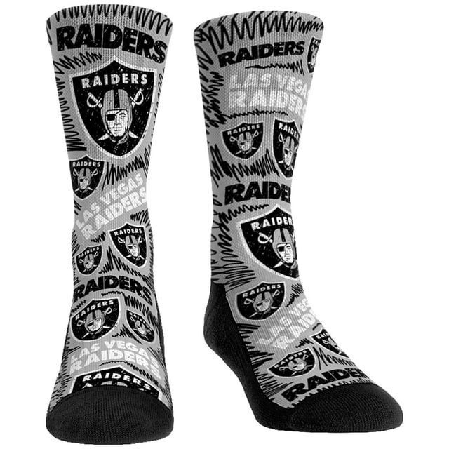 Men's Rock Em Socks Las Vegas Raiders Logo Sketch Crew Socks - Walmart.com