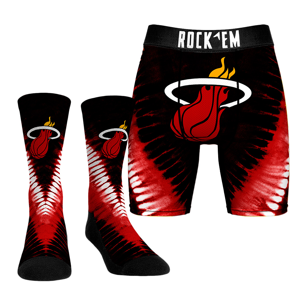 Men's Rock Em Socks Miami Heat Tie Dye Underwear and Crew Socks Combo ...