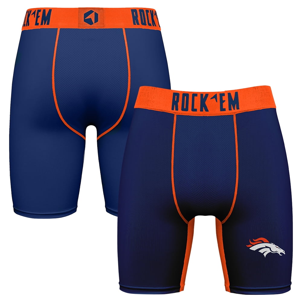 Men's Rock Em Socks Navy Denver Broncos Primary Logo Boxer Briefs ...