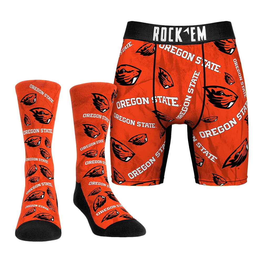 Men's Rock Em Socks Orange Oregon State Beavers Allover Logo Underwear ...