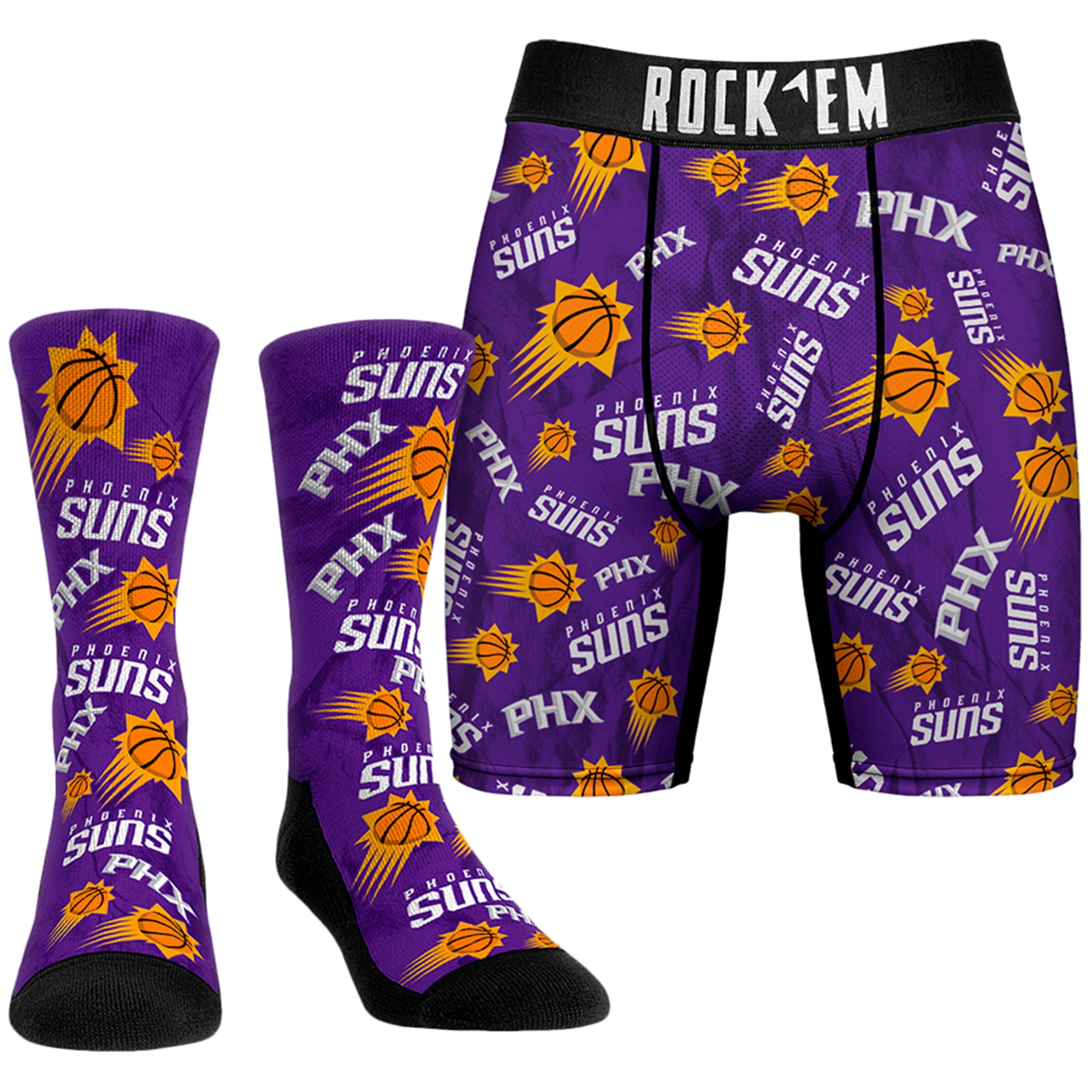 Men's Rock Em Socks Purple Phoenix Suns All-Over Logo Boxer Briefs ...