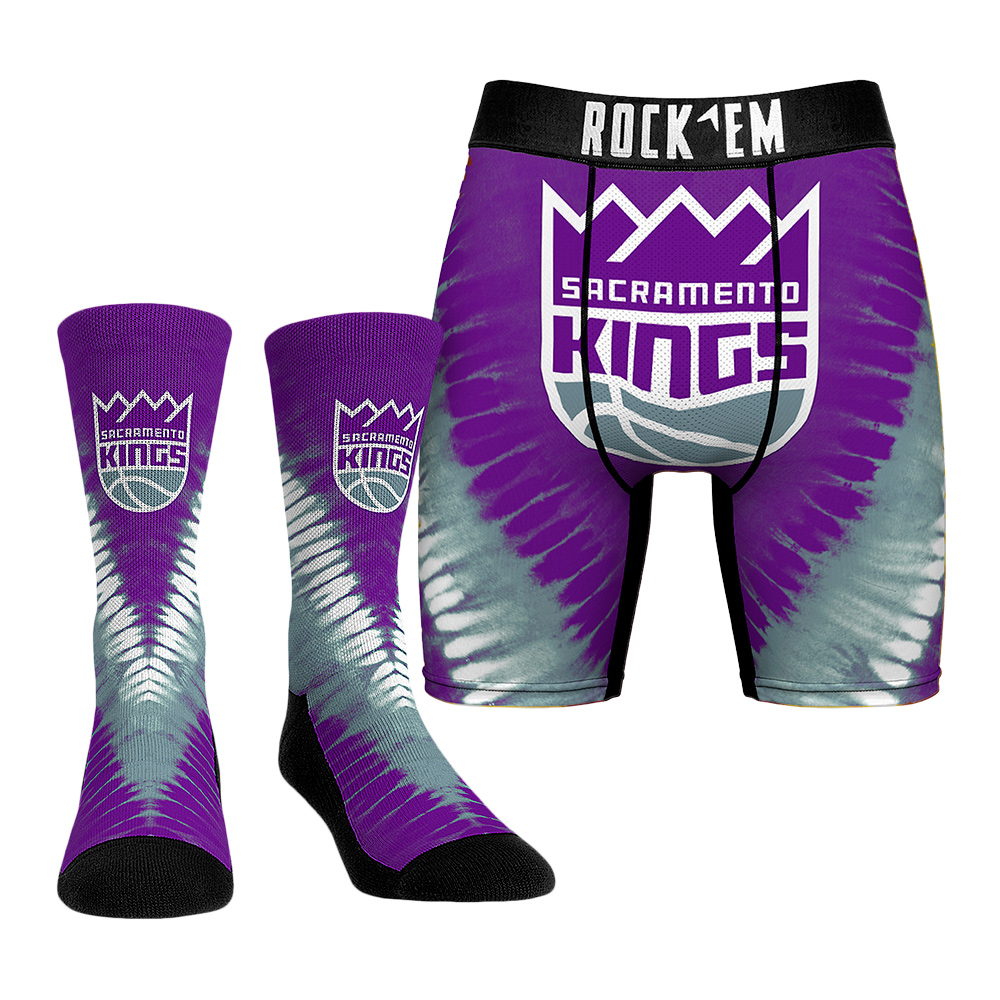 Men's Rock Em Socks Sacramento Kings Tie Dye Underwear and Crew Socks ...