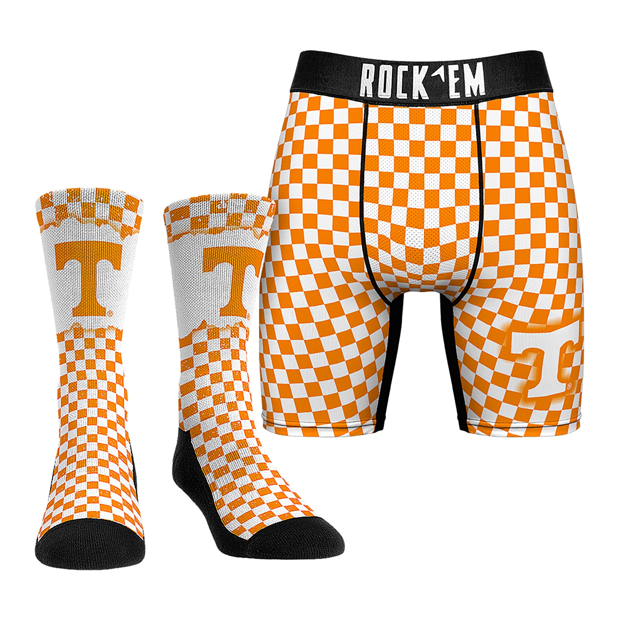 Men's Rock Em Socks Tennessee Volunteers Checkerboard Underwear and ...