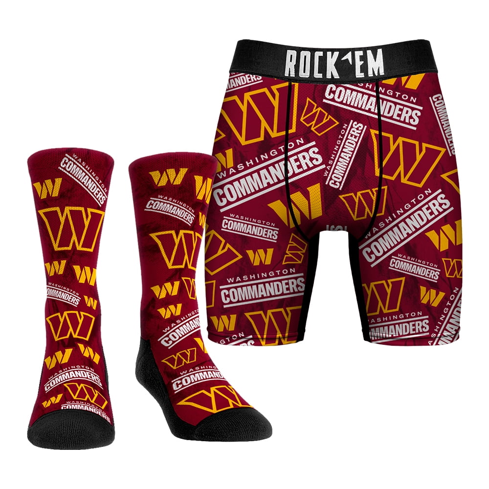 Men's Rock Em Socks Washington Commanders All-Over Logo Underwear and ...