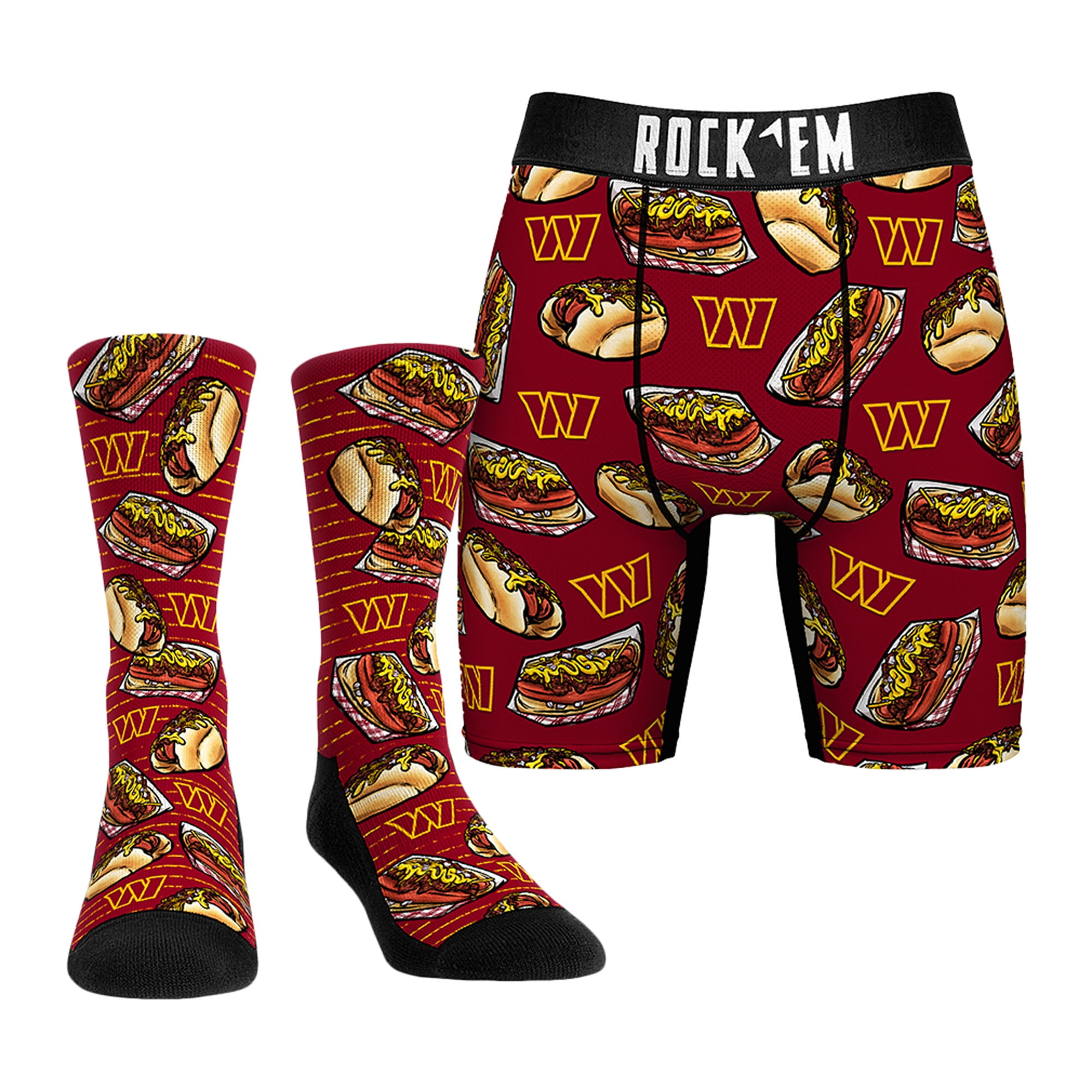Men's Rock Em Socks Washington Commanders Half Smoke Underwear and Crew ...
