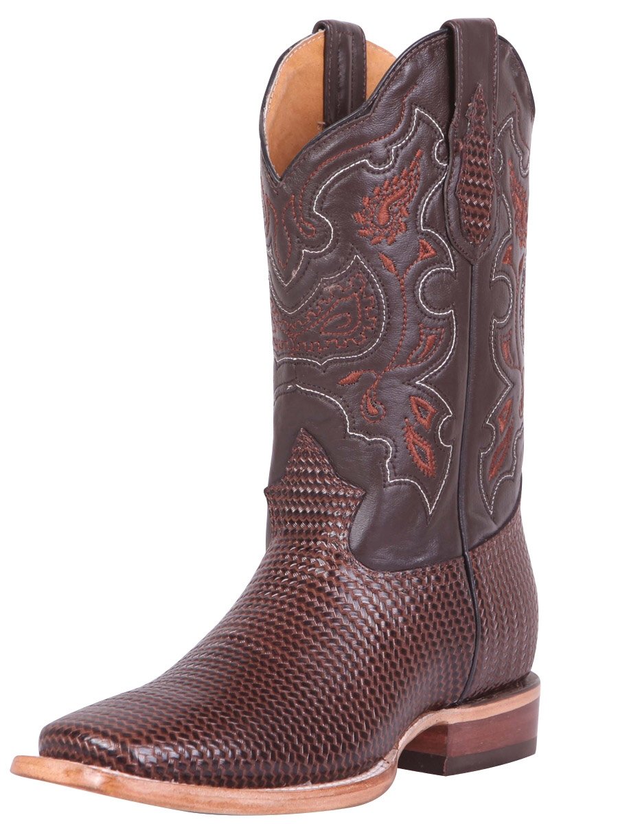 Men's Woven Print Leather Classic Western Cowboy Boots 'El General ...