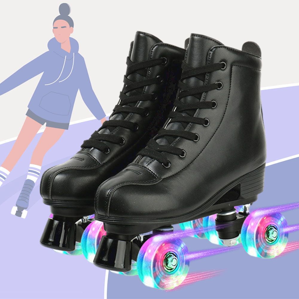 Men's Roller Skates Classic High-top Quad Skates Four-Wheel Shiny ...
