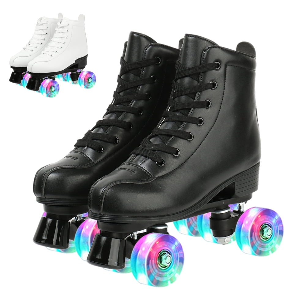 Men's High-Top PU Leather Quad Roller Skates, Unisex, Kids & Adults ...