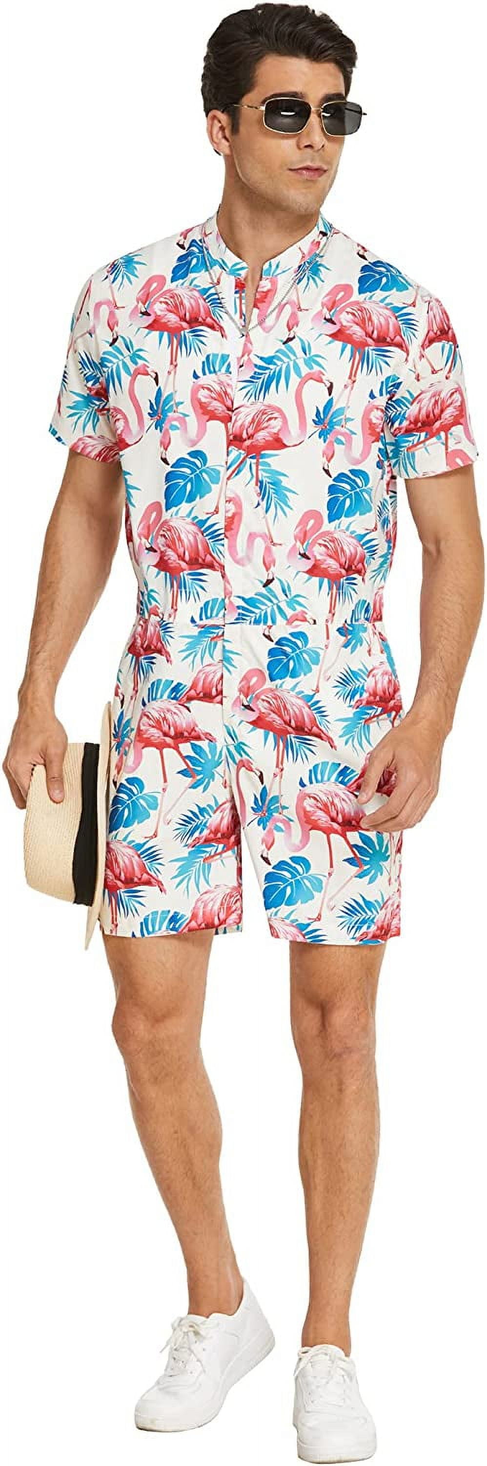 Men's Romper Jumpsuit Casual Flamingo design - Walmart.com