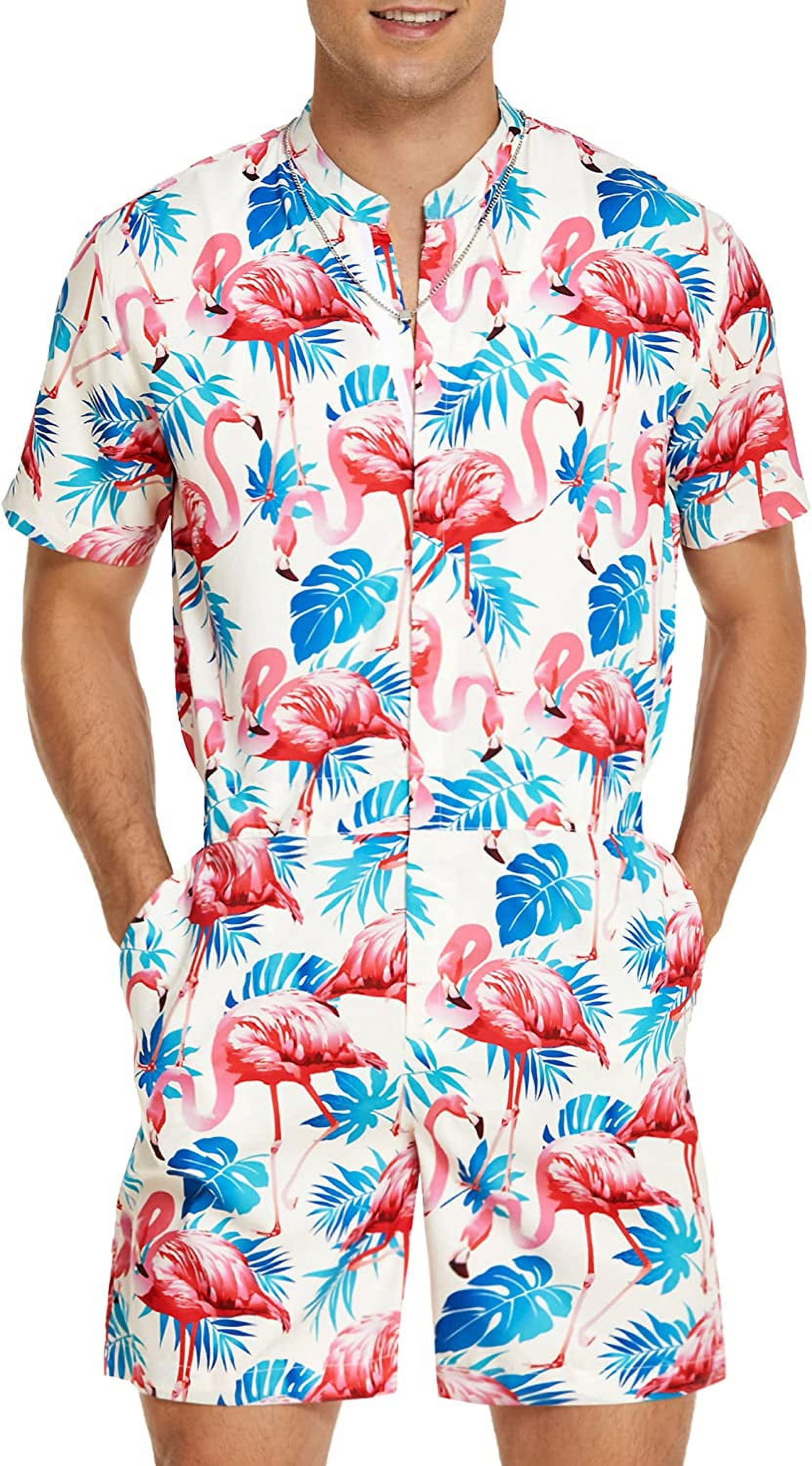 Men's Romper Jumpsuit Casual Flamingo design - Walmart.com