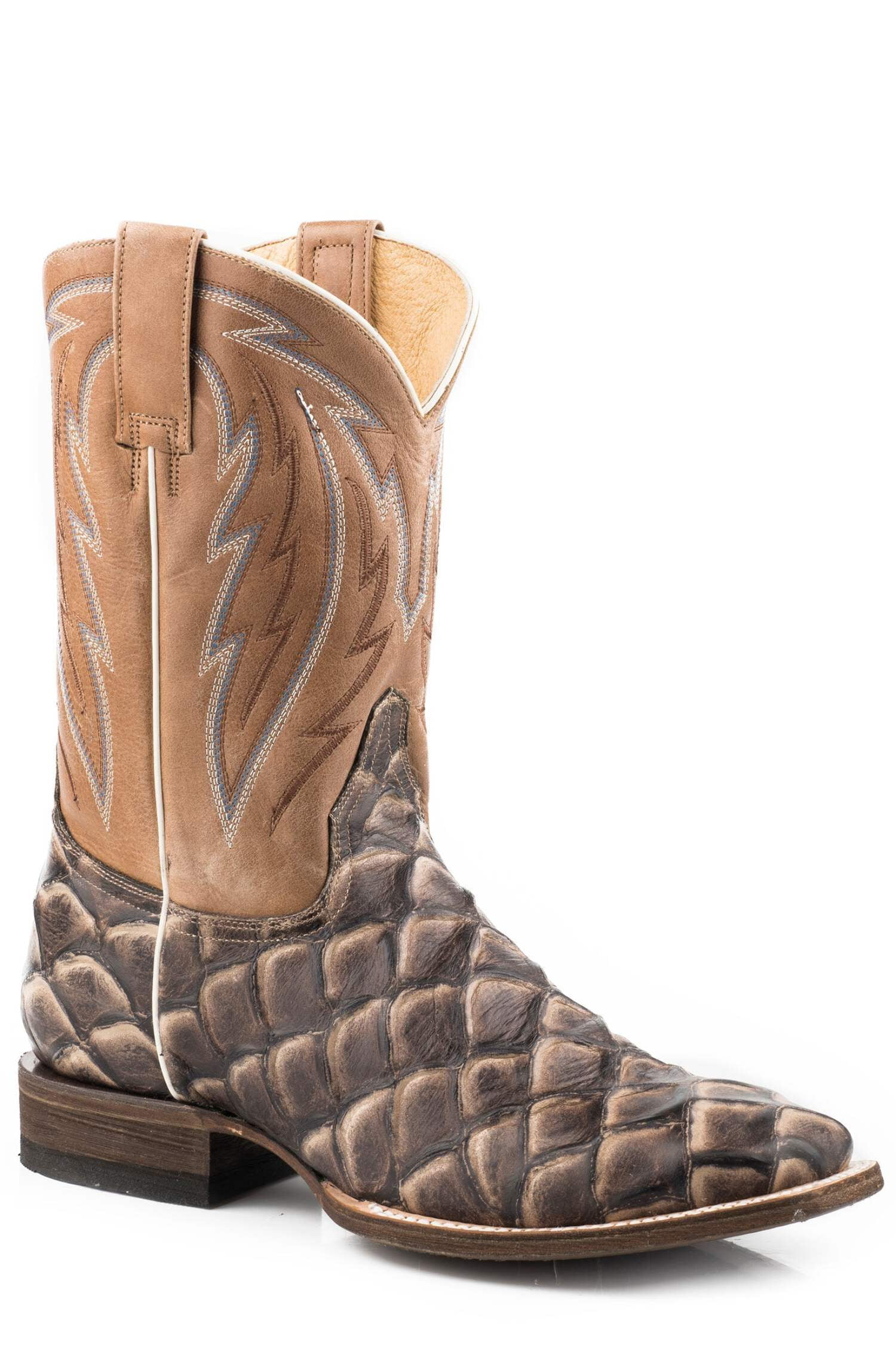 Men's Roper Big Fish Pirarucu PRINT Hybrid Sole Boots Handcrafted Brown ...