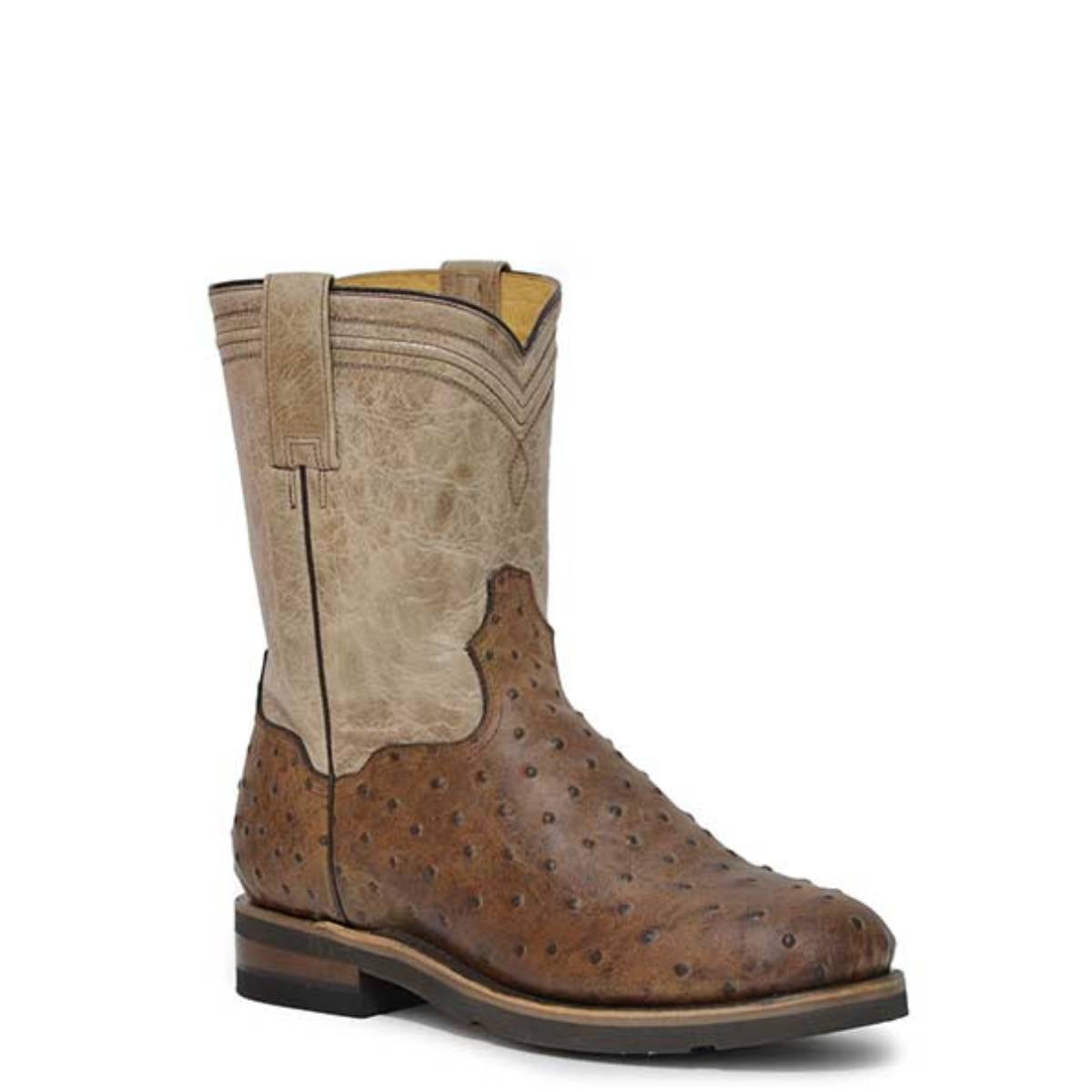 Men's Roper Roderick Ostrich Print Boots Handcrafted Tan - Walmart.com