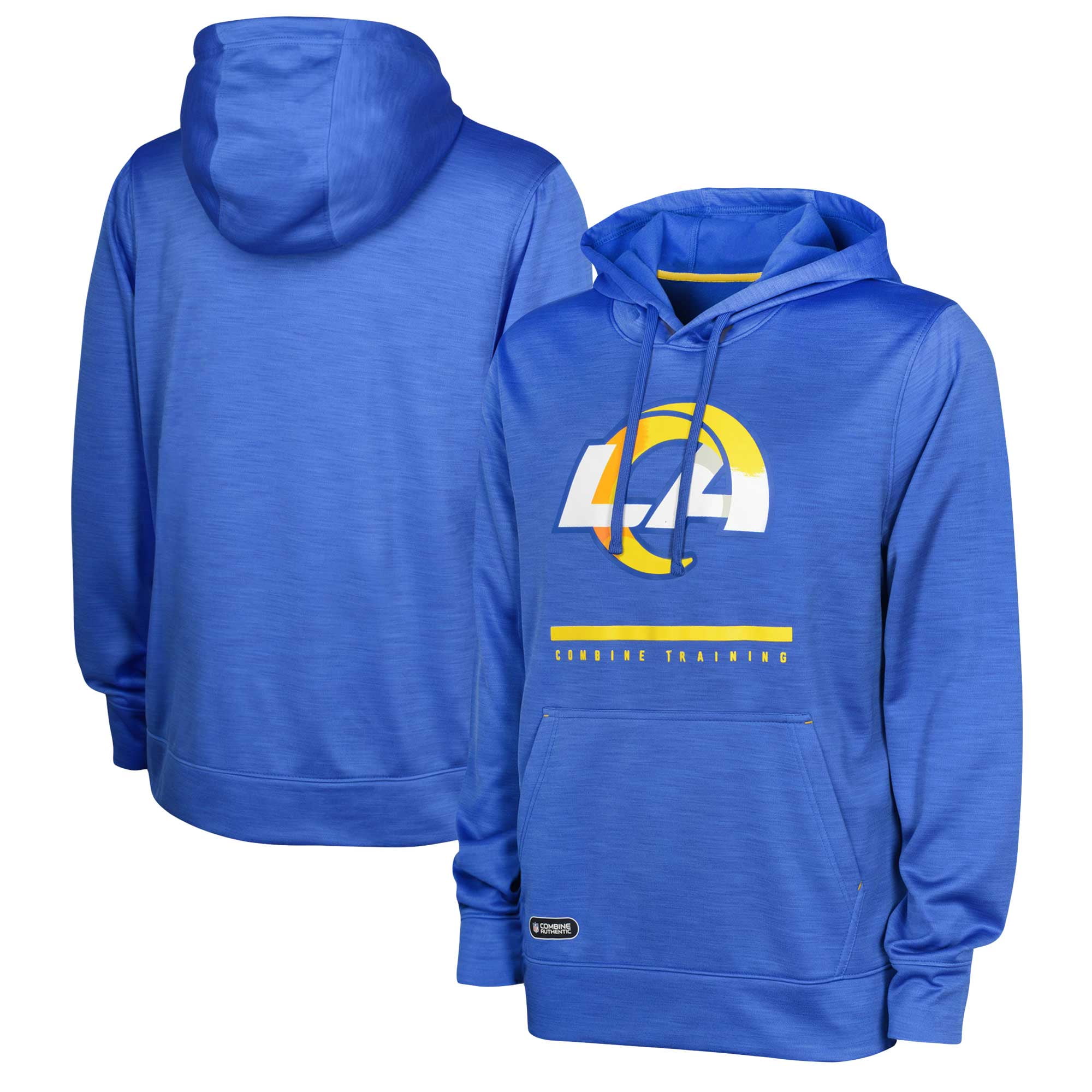 Men's Royal Los Angeles Rams Speed Drill Streak Pullover Hoodie ...