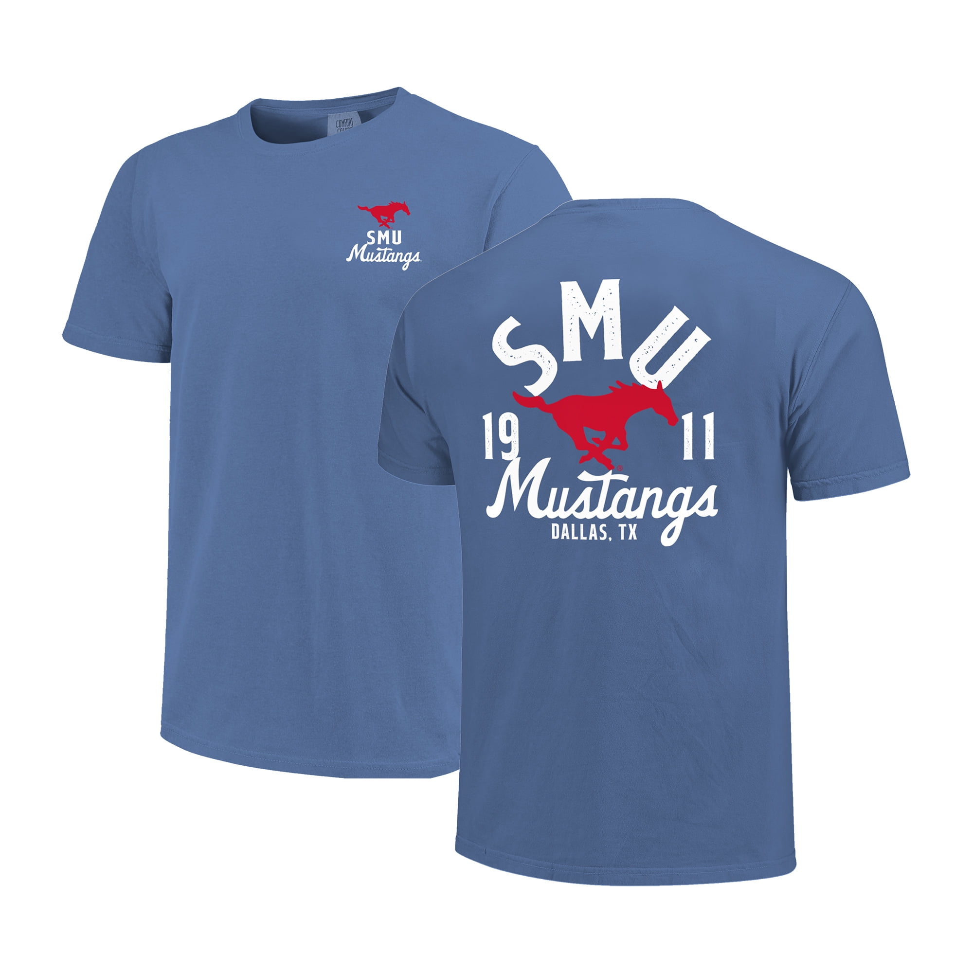 Men's Royal SMU Mustangs Comfort Colors Mascot Overlay T-Shirt ...