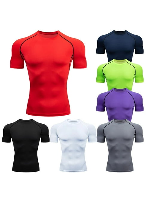 Roadbox Short Sleeve Compression Shirt for Men - Baselayer Shirts Quick ...
