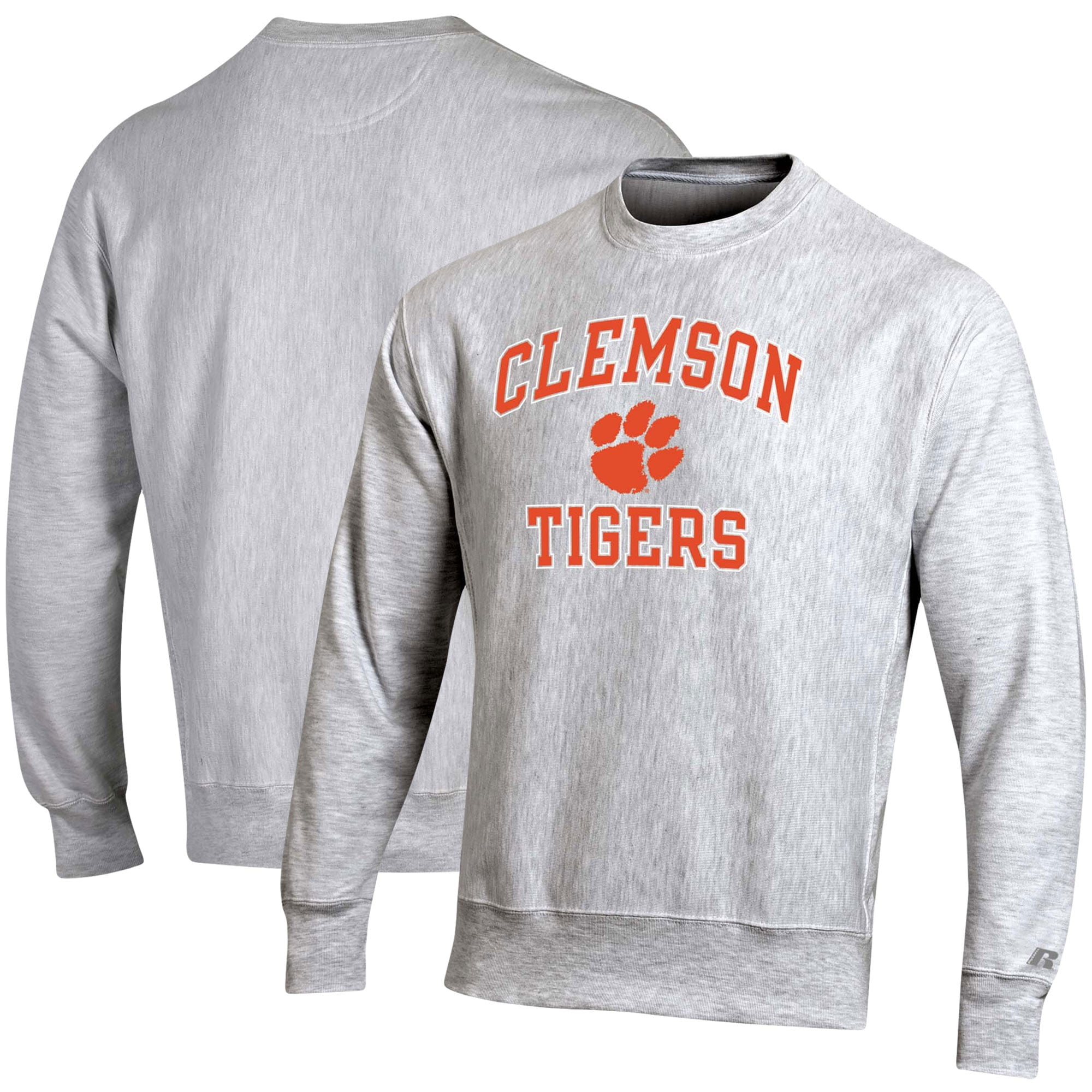 Men's Russell Heathered Gray Clemson Tigers Fleece Pullover Sweatshirt ...