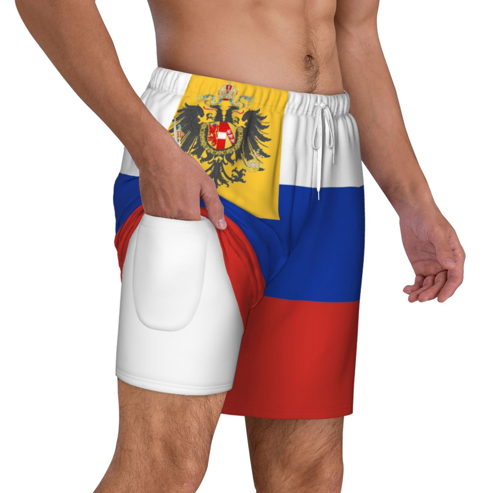 Men's Russian Flag Swim Trunks with Compression Liner Bathing Suit ...