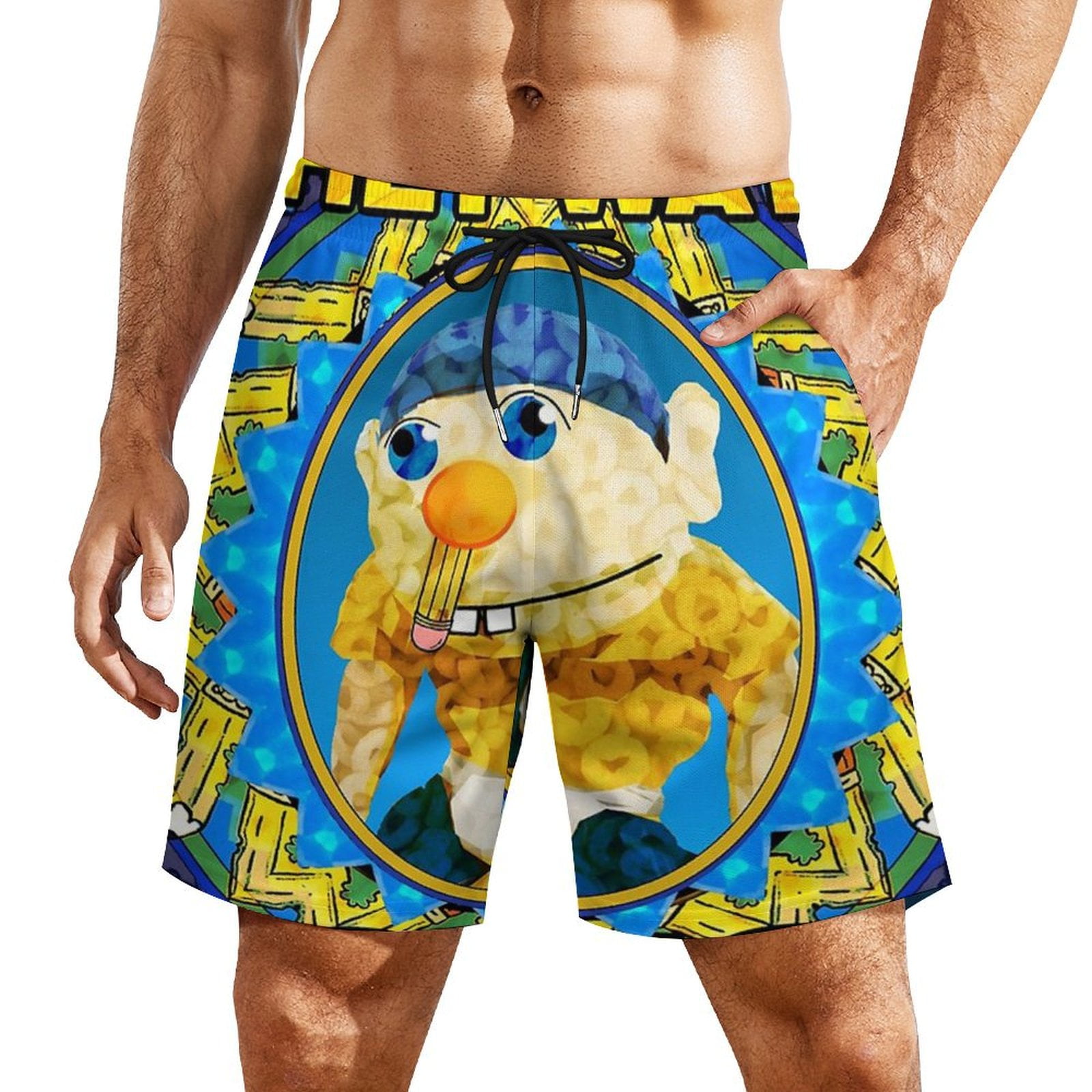 Men's SML Jeffy Beach Shorts With Compression Liner Swim Trunks Quick ...