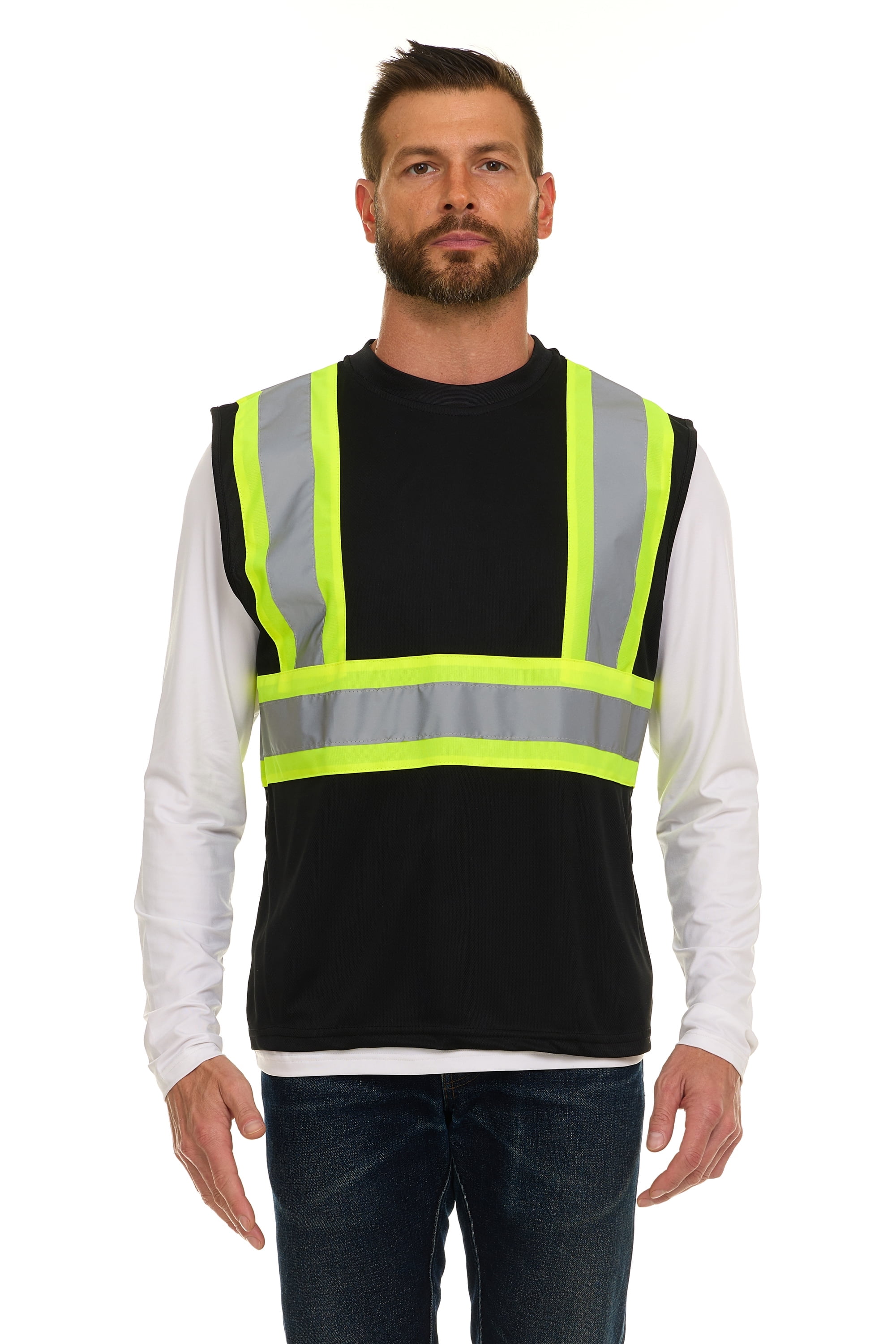 Men's Safety Orange Muscle Shirt - Double Reflective Safety Tank Top ...