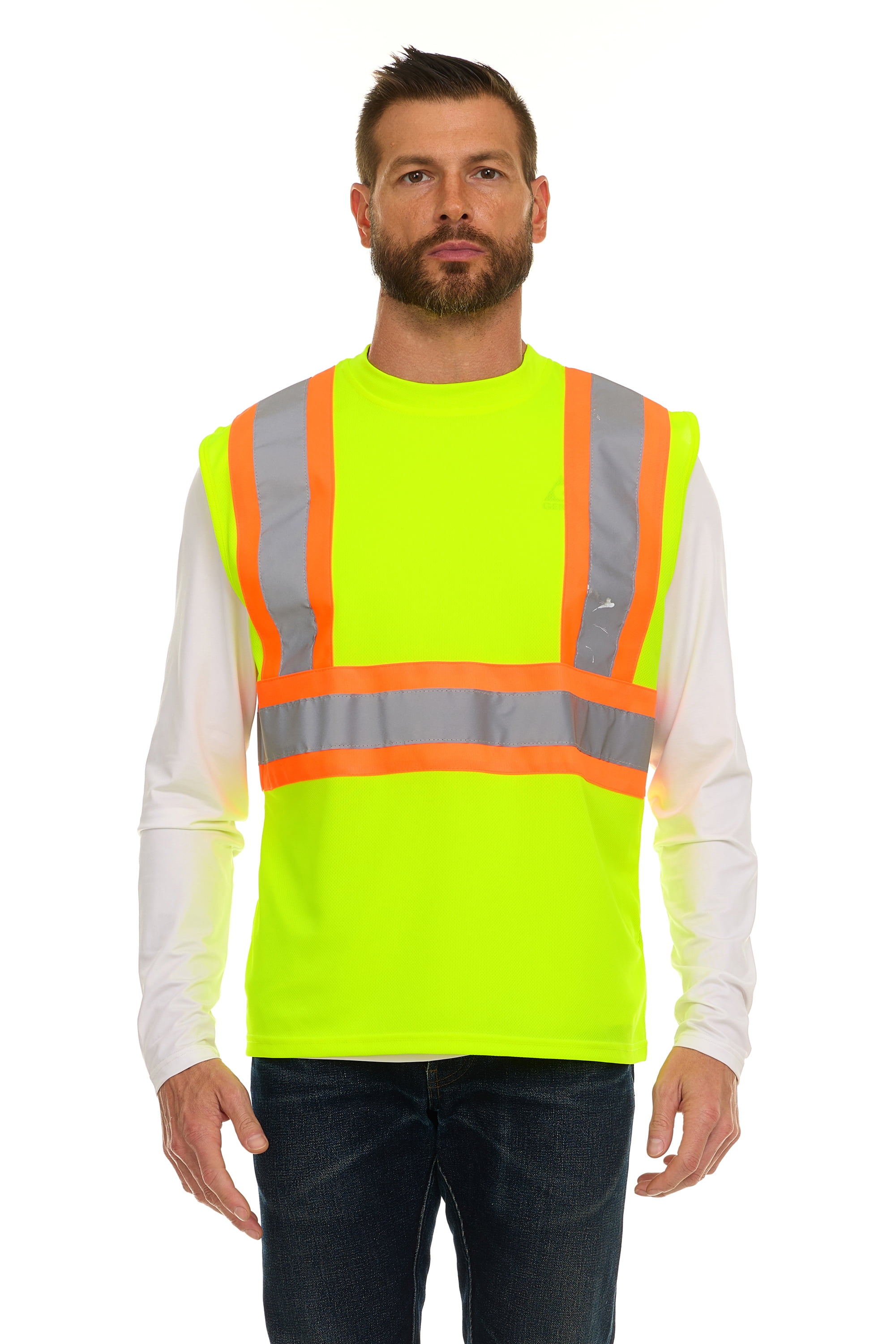 Men's Safety Yellow Muscle Shirt - Double Reflective Safety Tank Top ...