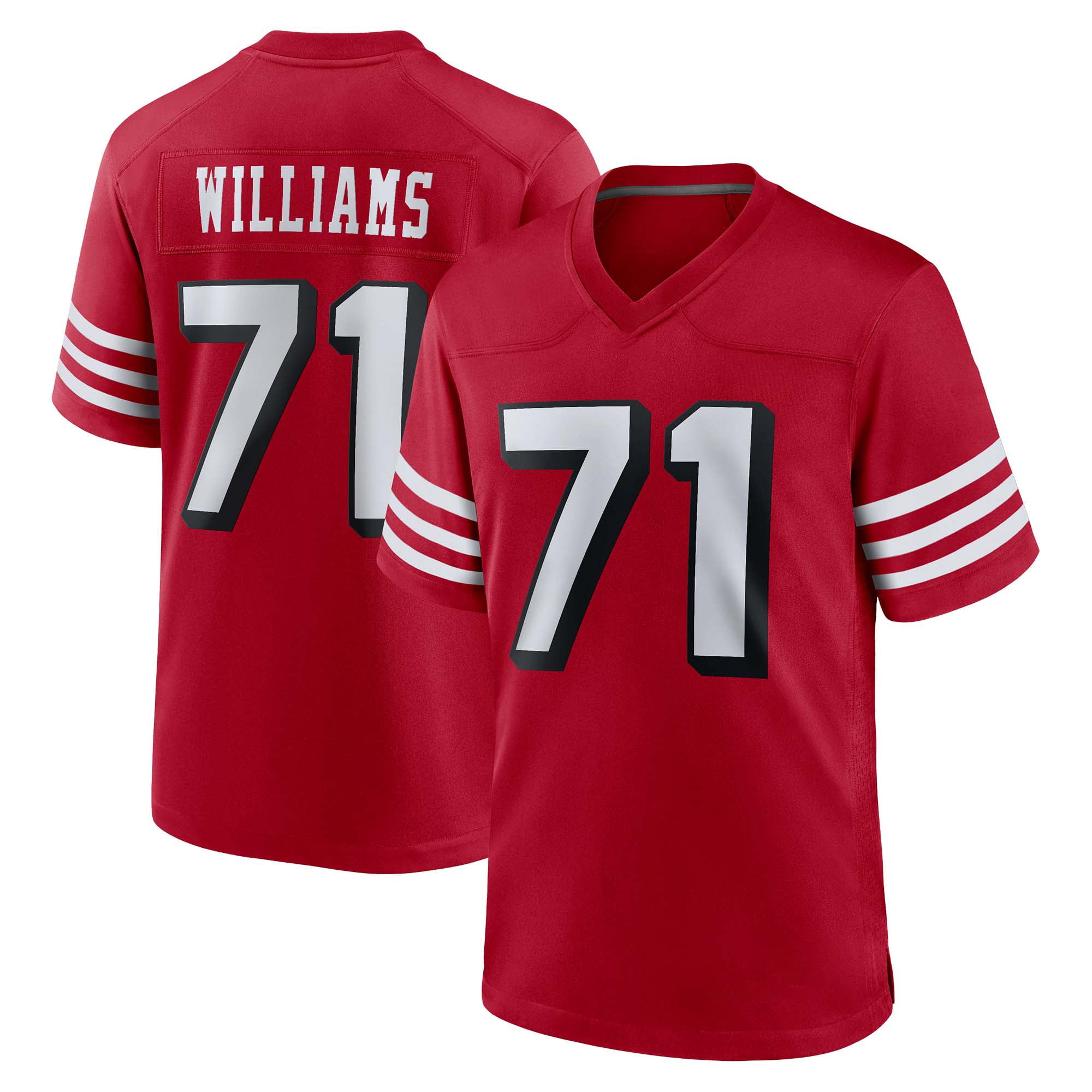 Men's San Francisco T Williams 71 Scarlet Alternate Sports Player Game ...