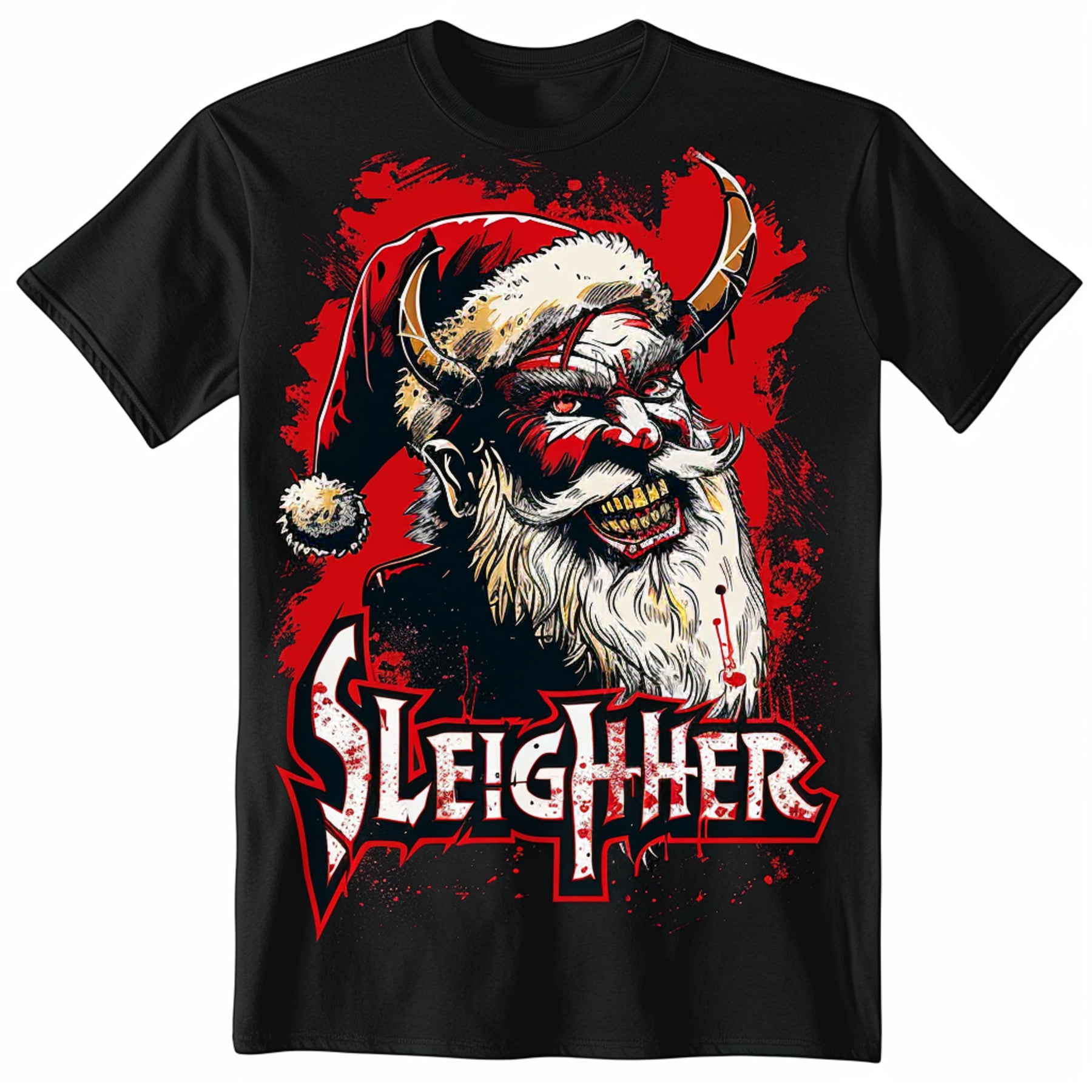 Men's Santa Face SLEIGHER Shirt Bold Lettering Colorful Vector Art ...
