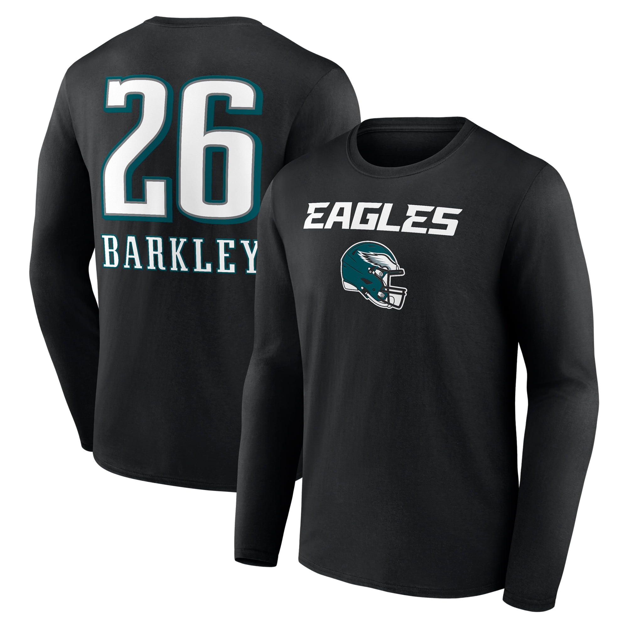 Men's Saquon Barkley Black Philadelphia Eagles Name & Number Team Wordmark Long Sleeve T-Shirt ...