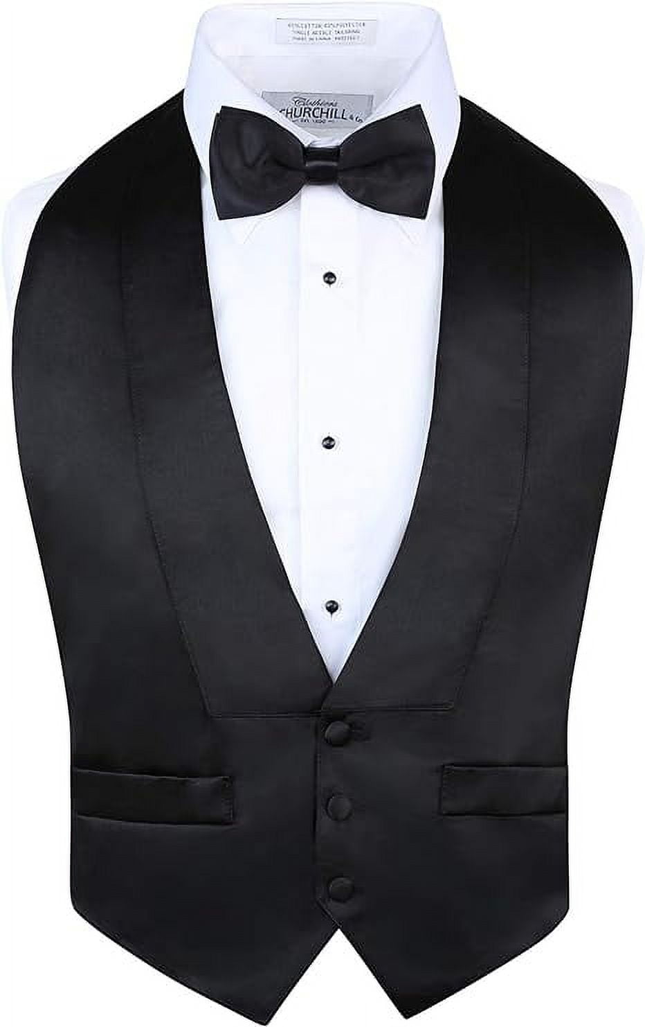 S.H. Churchill Men's Satin Backless Vest, Adjustable Fit, Bow Tie Set, Black - Walmart.com