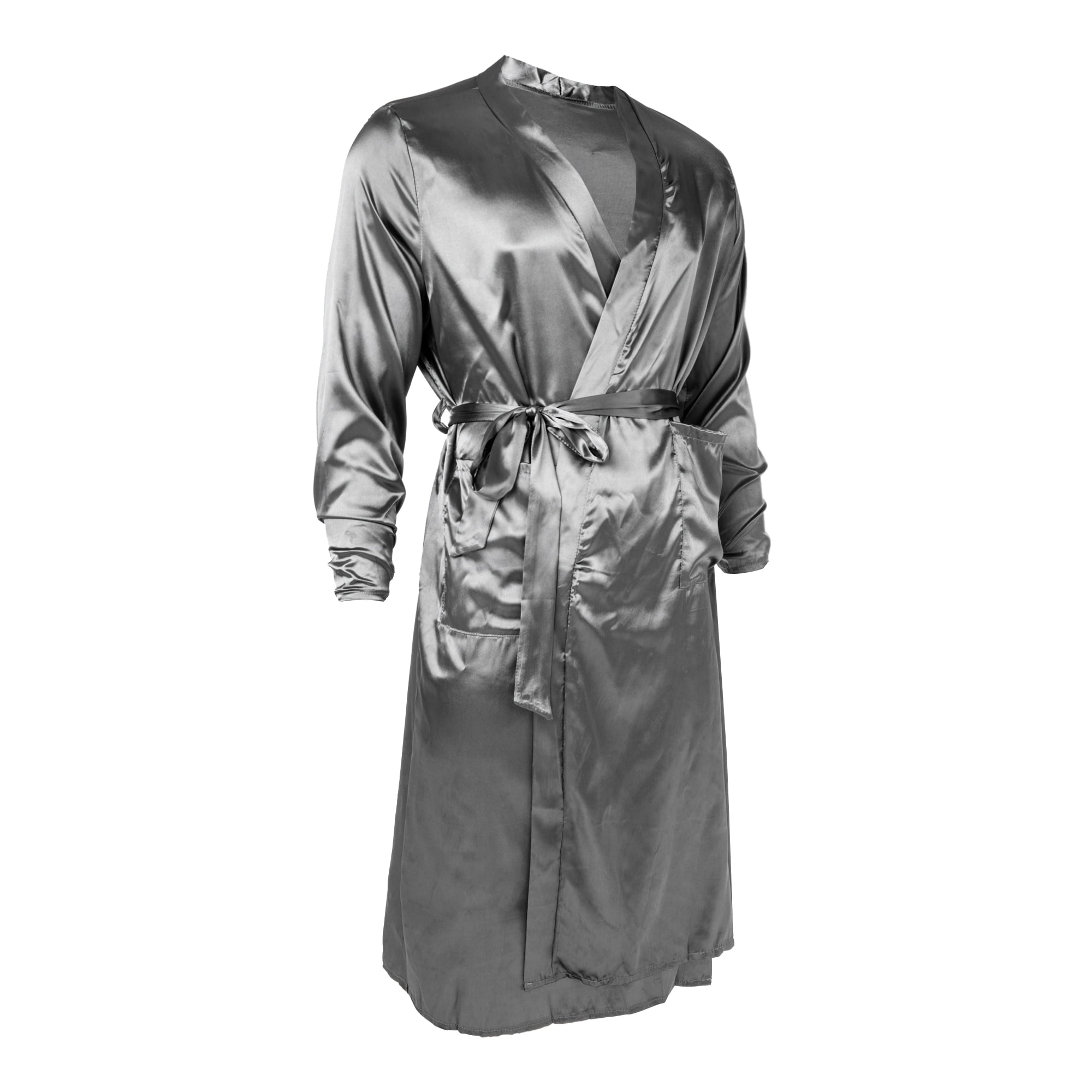 Men's Satin Long Robe, Lightweight Bathrobe for Men with Two Pockets ...
