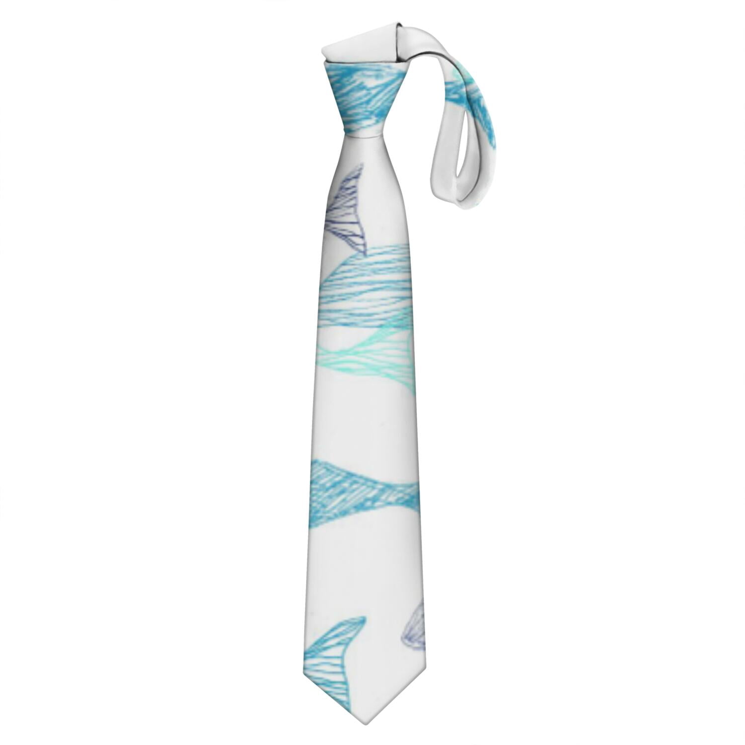 Men's Satin Necktie with Beach & Tropical Fish Print - Wrinkle ...
