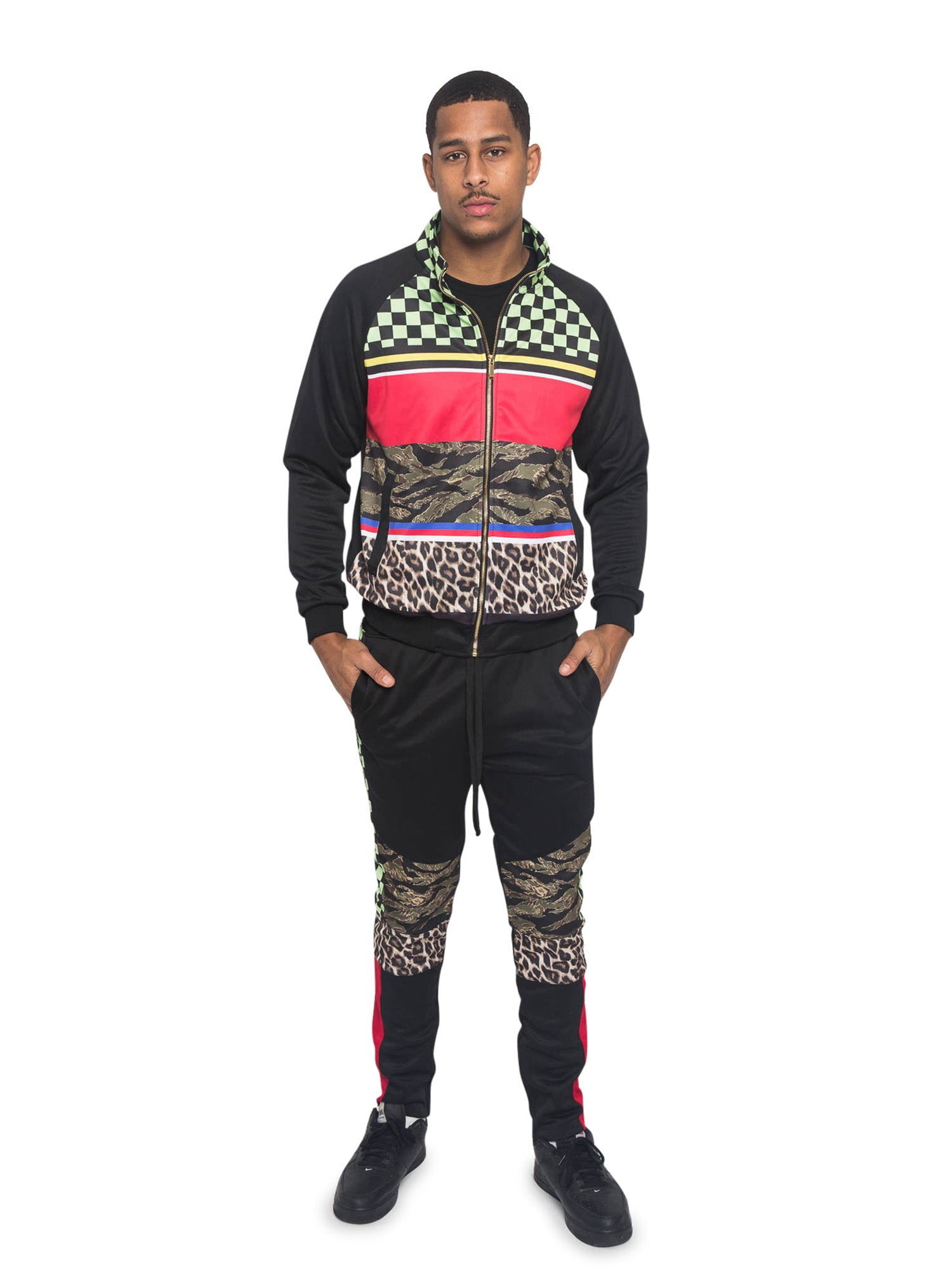 Men's Savage All-in-One Track Suits 2 Piece Sweatsuit Set ST572 - Black ...