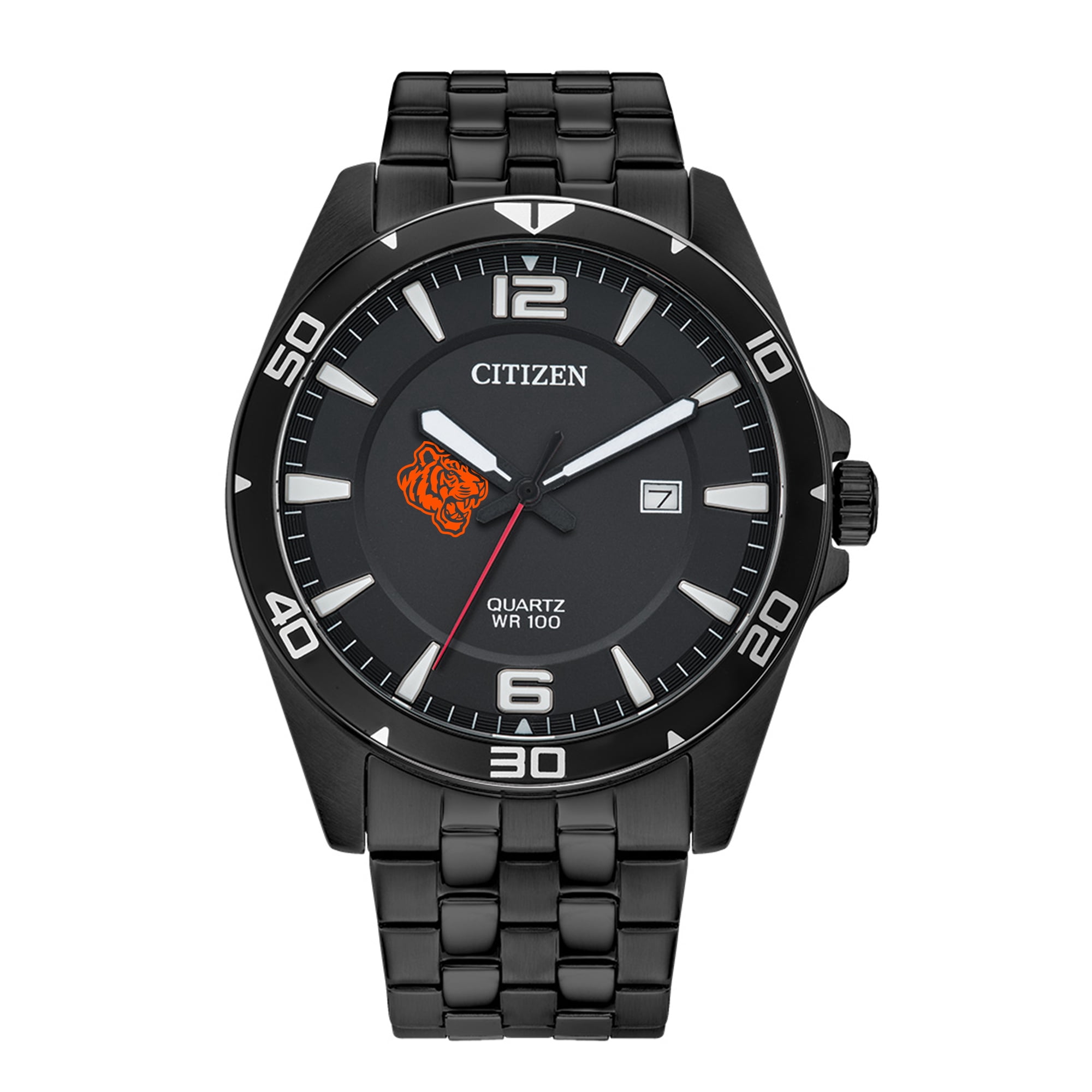 Men's Savannah State Tigers Quartz Black-Tone Stainless Steel Watch ...