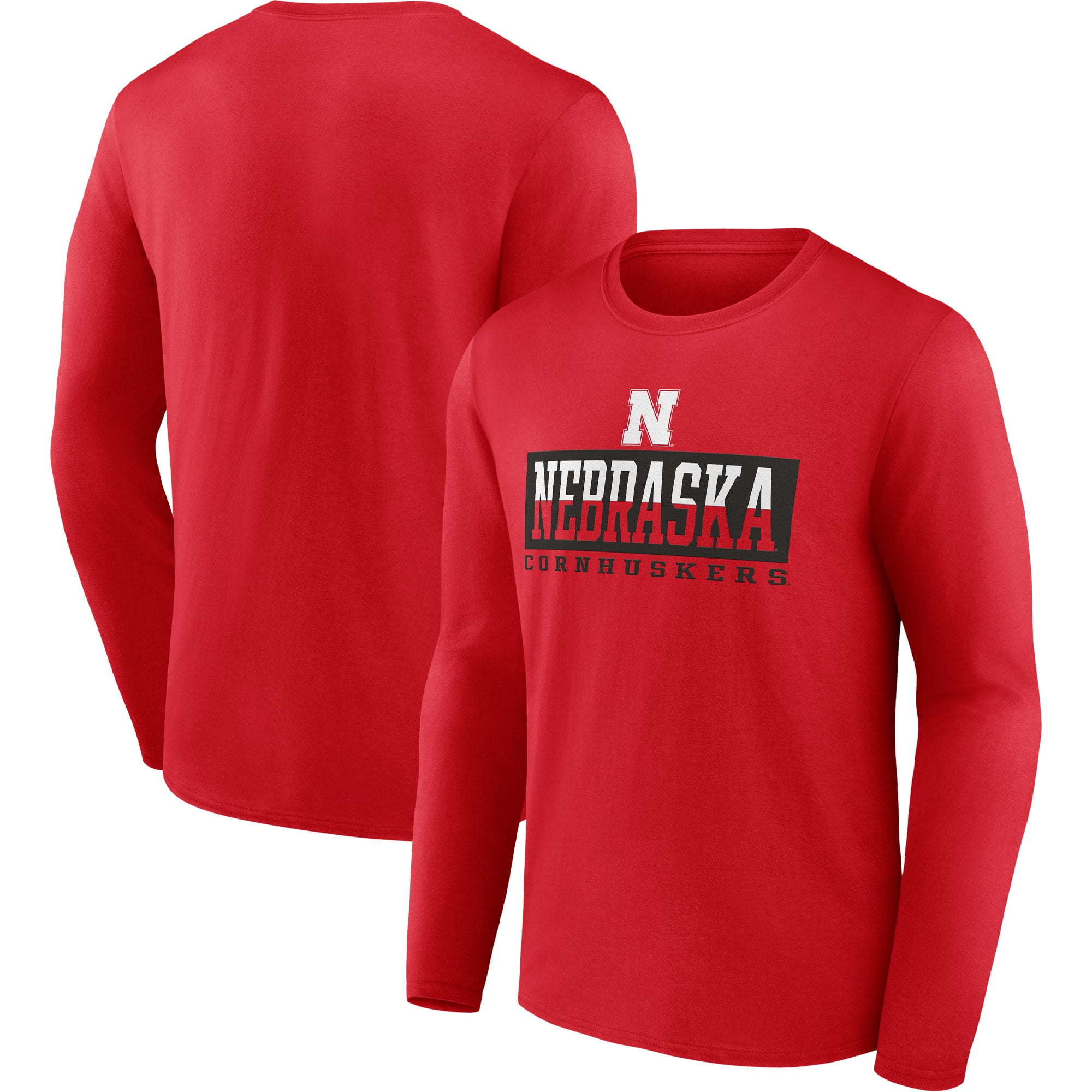 Men's Scarlet Nebraska Huskers Split Tonal Long Sleeve T-Shirt ...