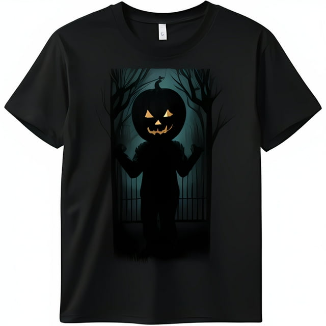 Men's Scary O Halloween T-Shirt Spooky Pumpkin Design with Open Gate ...
