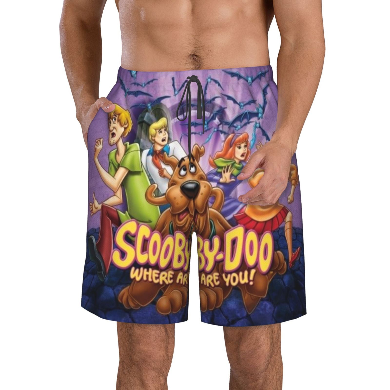 Mens Scooby Doo Beach Shorts Hot Summer Swim Trunks Sports Running Bathing Suits With Mesh