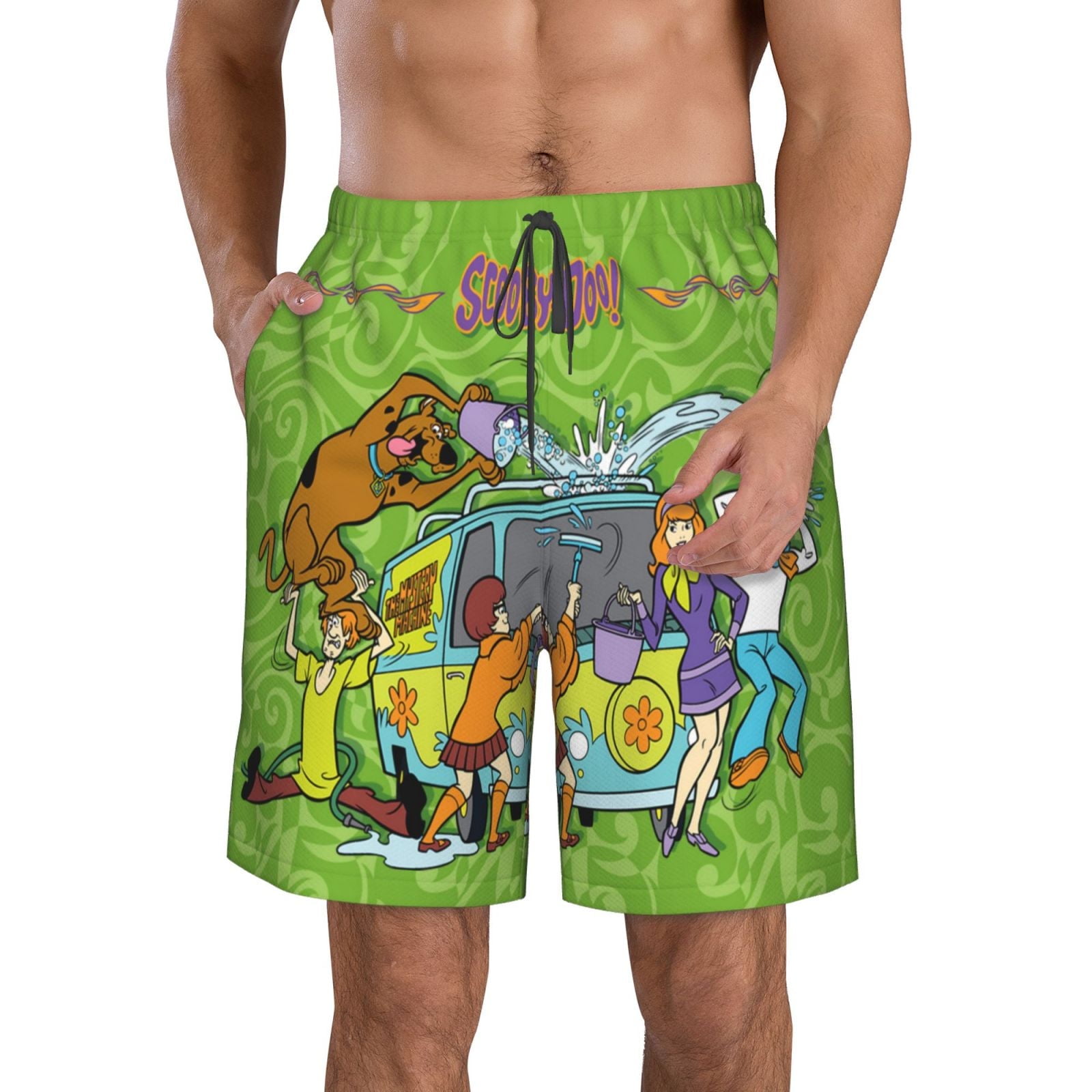 Mens Scooby Doo Beach Shorts Hot Summer Swim Trunks Sports Running Bathing Suits With Mesh