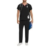 Men's Scrub Set Nursing Uniforms Solid Color V-neck Pocket Caregiver ...