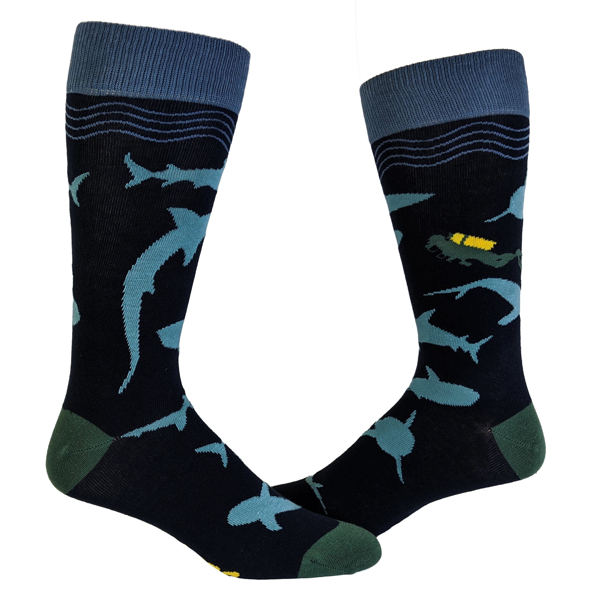 Men's Scuba Shark Socks Funny Shark Week Scuba Dive Ocean Vacation ...