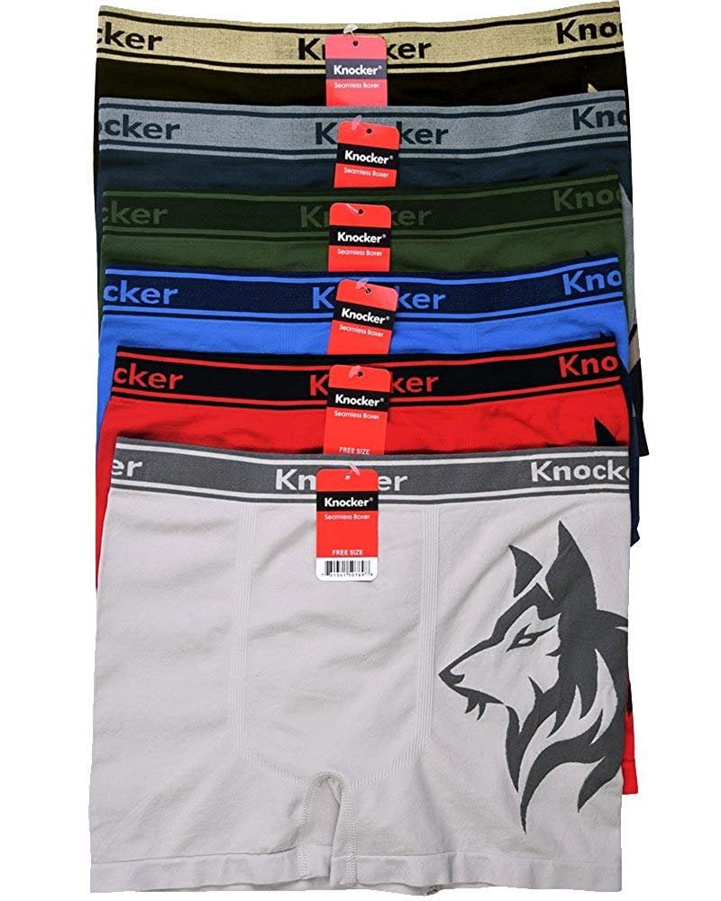 Men's Seamless Boxer Brief Stretchable Underwear 6-pcs Set, Assorted ...