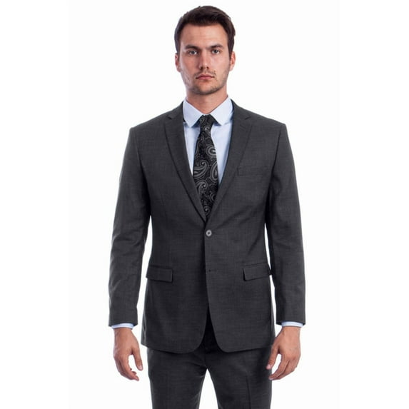 Men's Sean Alexander Suits Modern Fit Linen Look Summer Suit Dark Grey ...