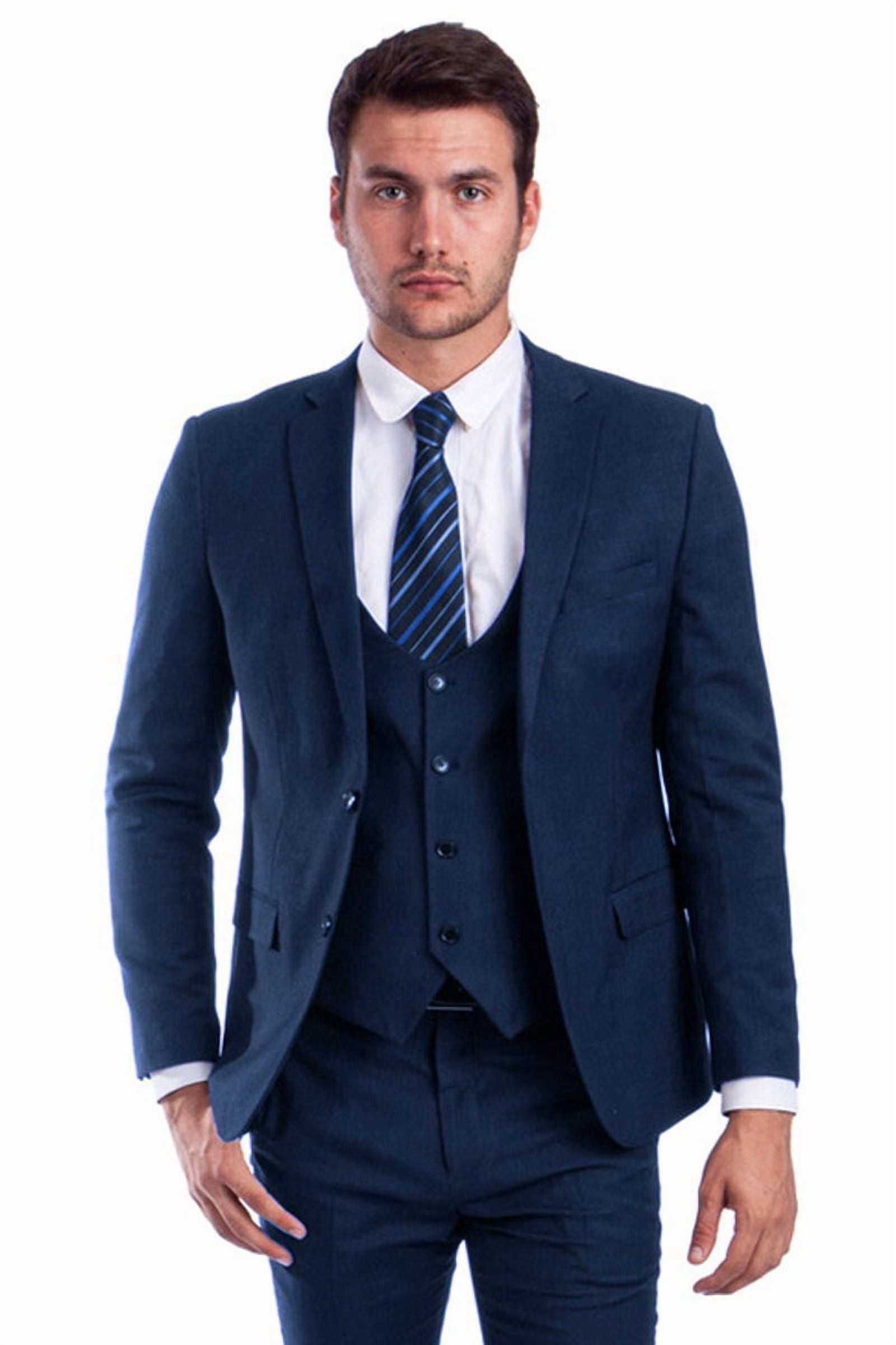 Men's Sean Alexander Suits Slim Blue Vest Suit Size 48 Long - Walmart.com