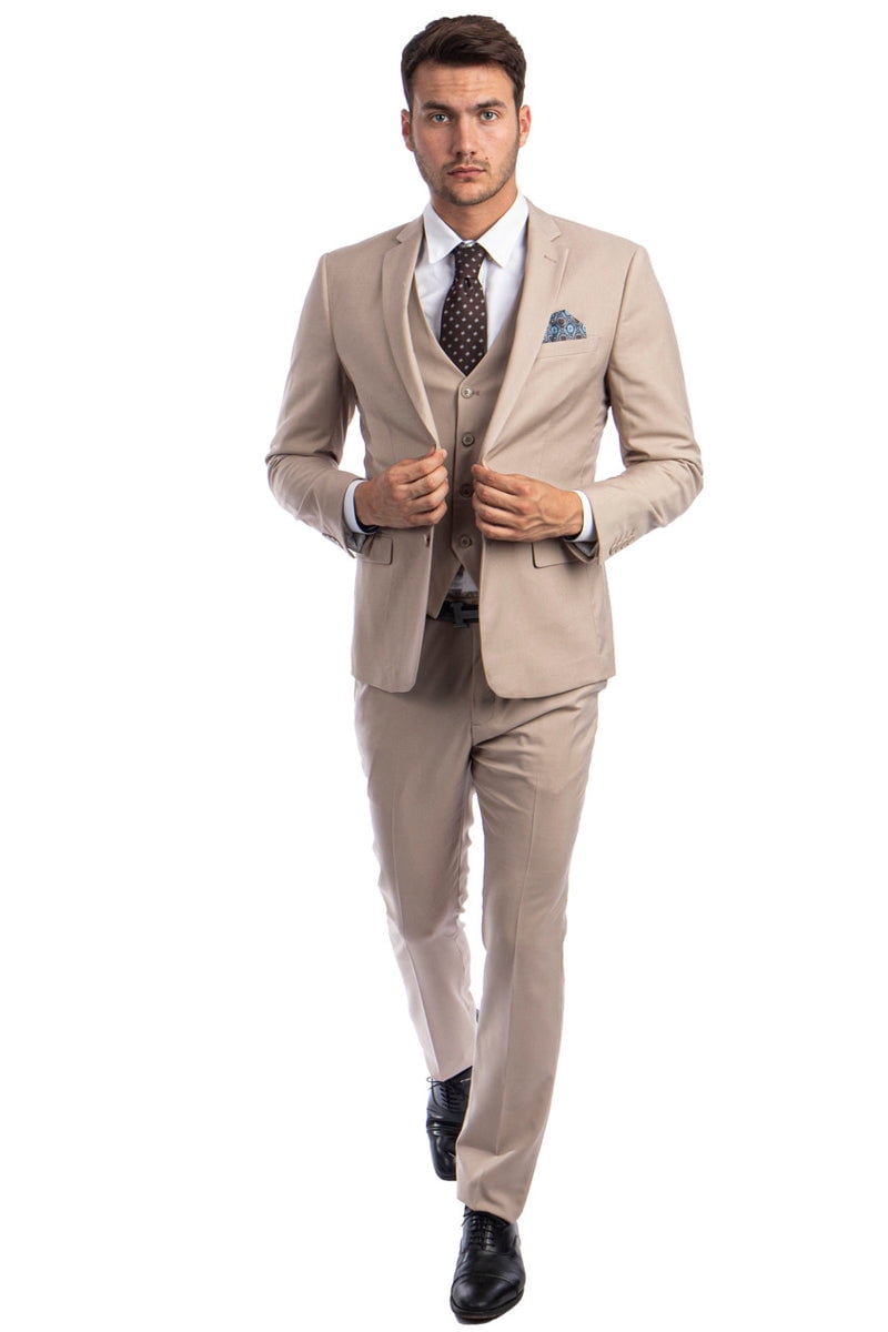 Men's Sean Alexander Suits Slim Fit Tuxedo Suit Medium Tan Size 56 ...