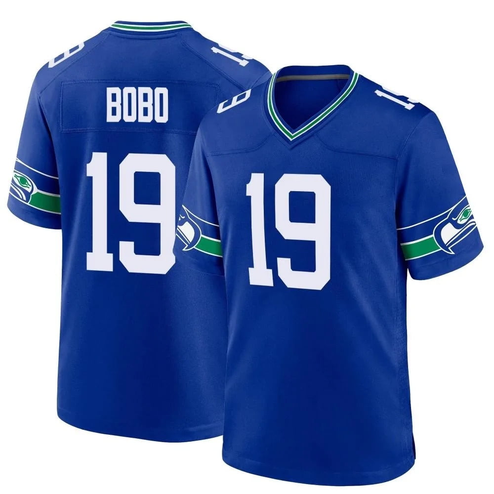 Men's Seattle Bobo 19 Royal Sports Player Game Stitched Name Number T ...