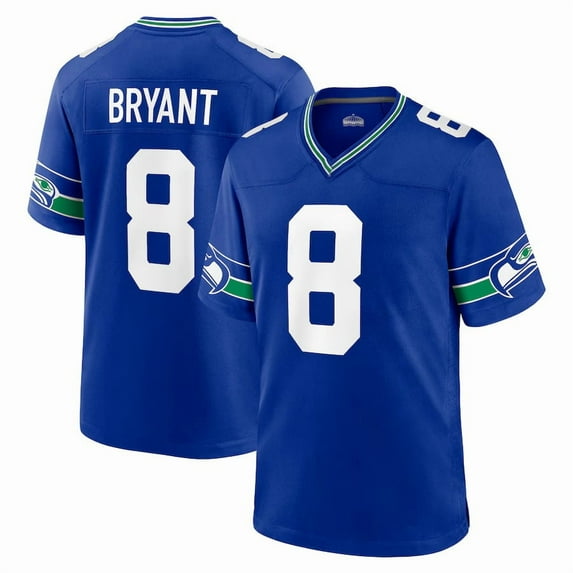 Men's Seattle Bryant 8 Royal Sports Player Game Stitched Name Number T ...