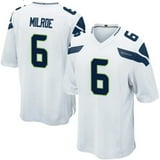 Men's Seattle Milroe 6 White Sports Player Game Stitched Name Number T ...