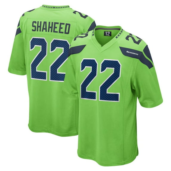Men's Seattle Shaheed 22 Green Sports Player Game Stitched Name Number ...