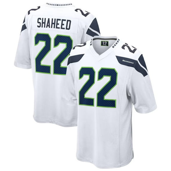 Men's Seattle Shaheed 22 White Sports Player Game Stitched Name Number ...