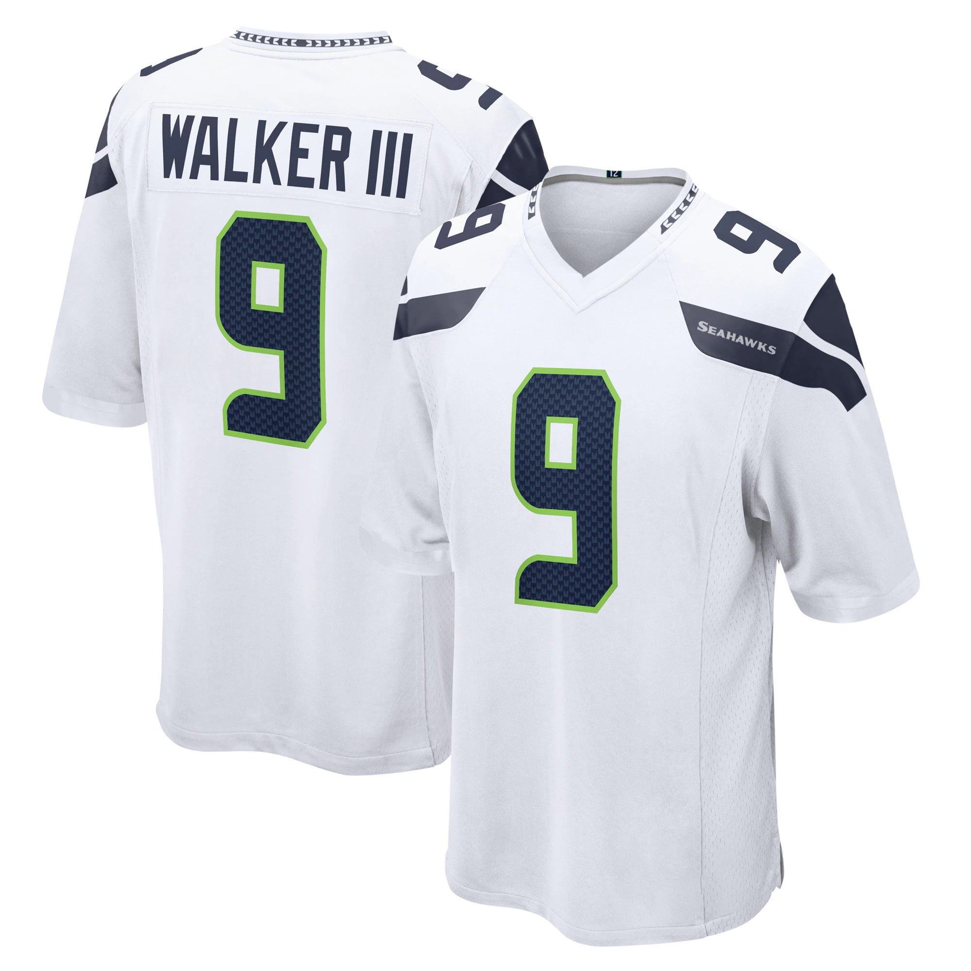 Men's Seattle Walker III 9 White Sports Player Game Stitched Name ...