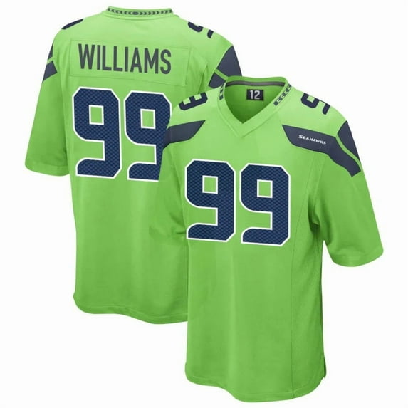 Men's Seattle Williams 99 Green Sports Player Game Stitched Name Number ...